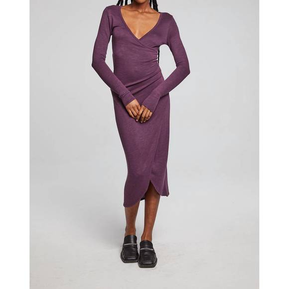Chaser | Dresses | New Chaser Harmony Perfect Midi Dress In Plum | Poshmark